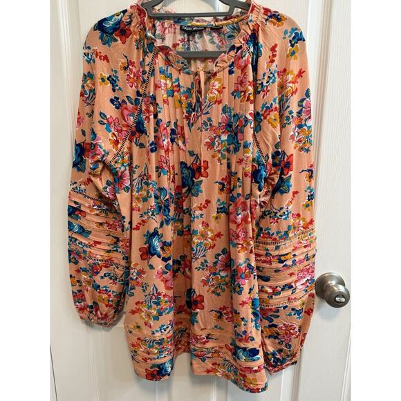 Tolani | Tops | Tolani Collection L Tunic Coral Multi Floral Long ...